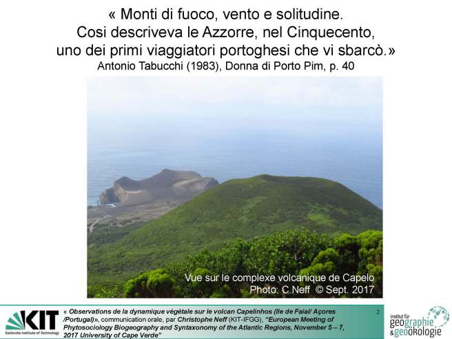 Souvenirs de vingt ans de voyage de recherche à Capelo (Île de Faial ...